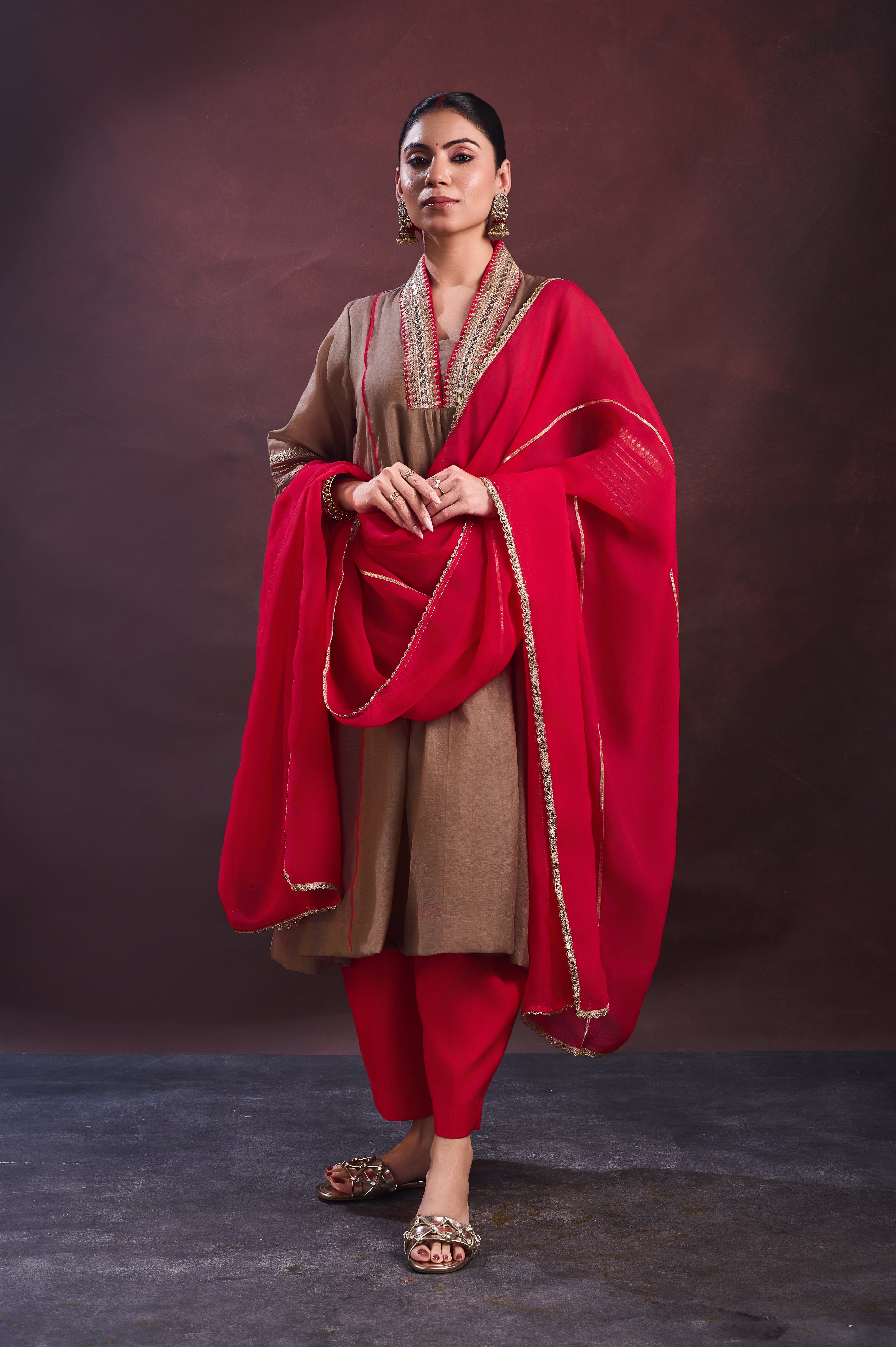 Red V Neck Suit Set – Cult91