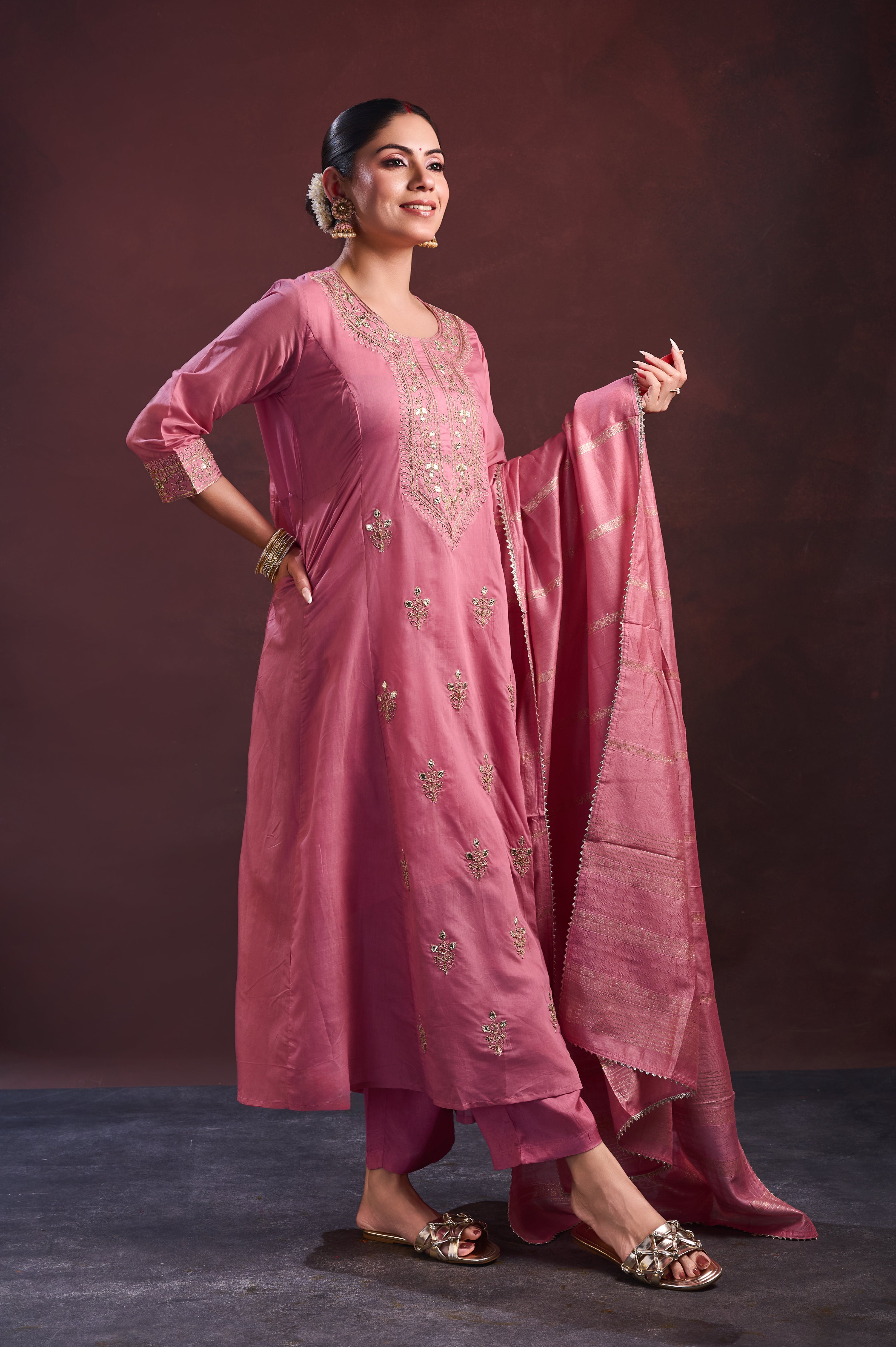Pink Embroidered Anarkali Set – Cult91